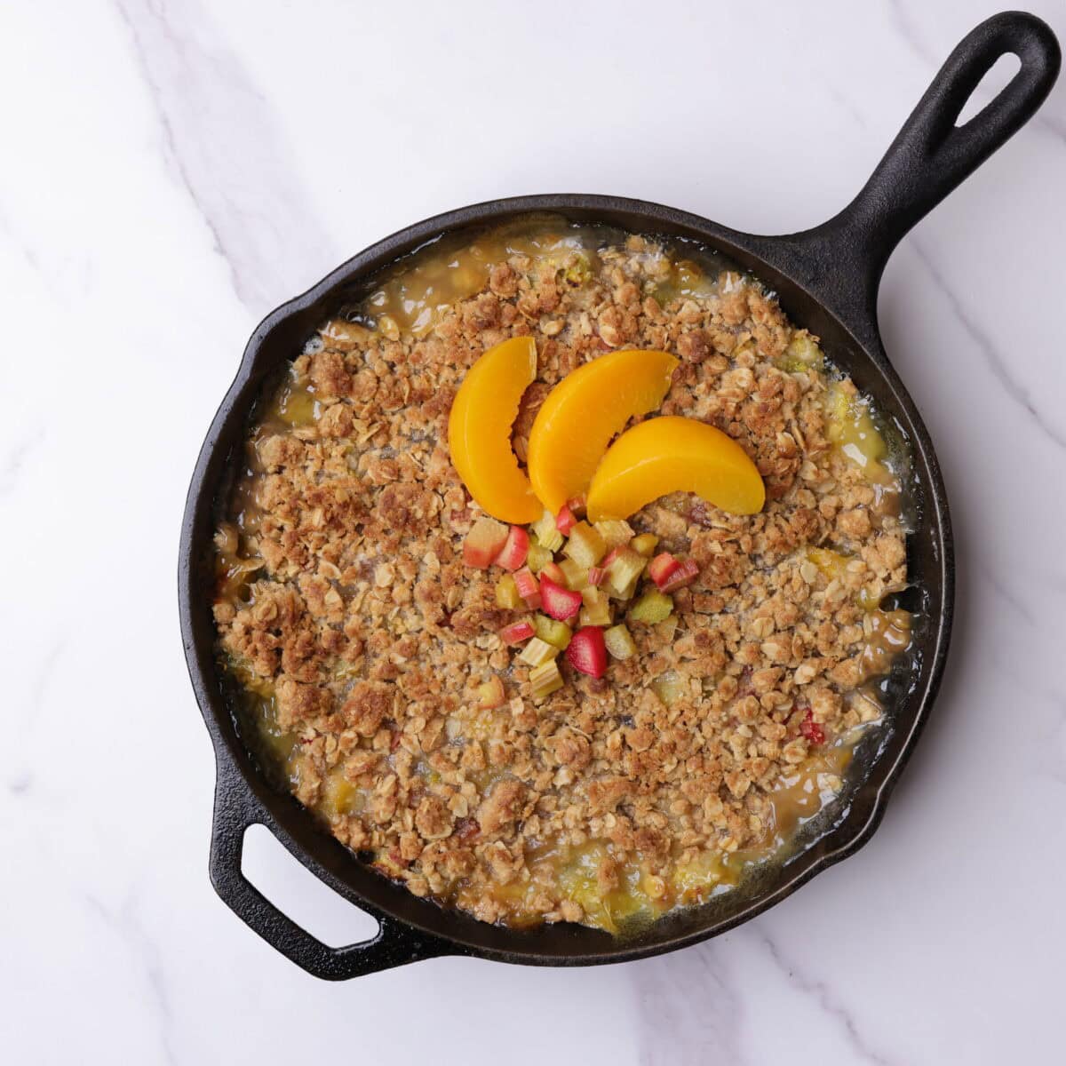 Rhubarb Peach Crisp - Alaskan Skillet